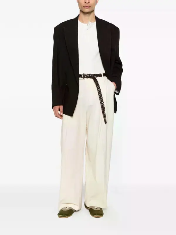 Studio Nicholson Pleated Straight Leg Cropped Trousers