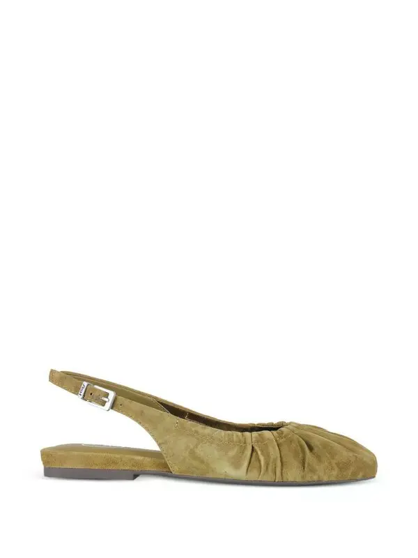 Ash Gathered Slingback Ballet Flats - Green