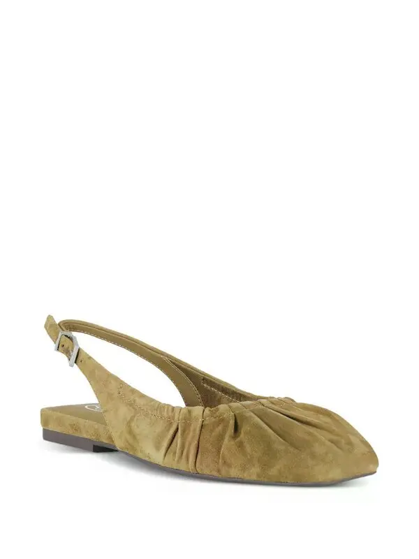 Ash Gathered Slingback Ballet Flats - Green