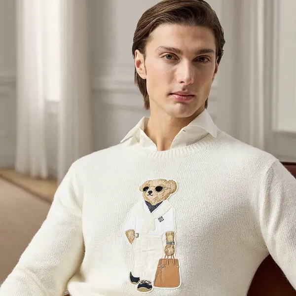 Ralph Lauren Polo Bear Silk-linen Crewneck Sweater - Classic Cream