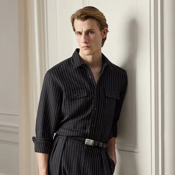 Ralph Lauren Pinstripe Wool-linen Shirt