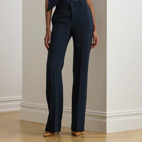 Ralph Lauren Stretch Crepe Straight Pant - Lauren Navy