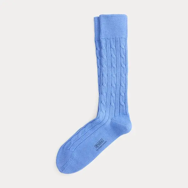 Ralph Lauren Cable-knit Cotton-blend Socks - Light Blue