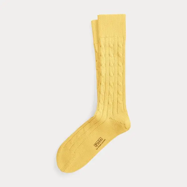 Ralph Lauren Cable-knit Cotton-blend Socks - Light Yellow