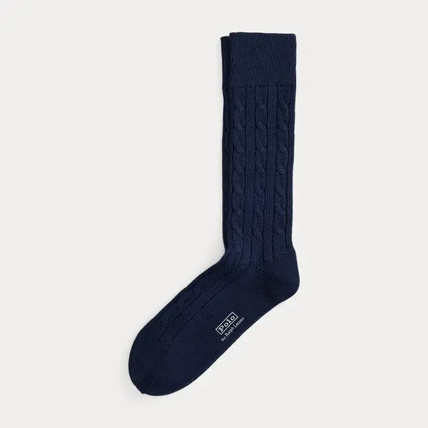 Ralph Lauren Cable-knit Cotton-blend Socks - Navy