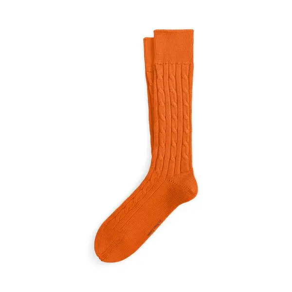 Ralph Lauren Cable-knit Cotton-blend Socks - Orange