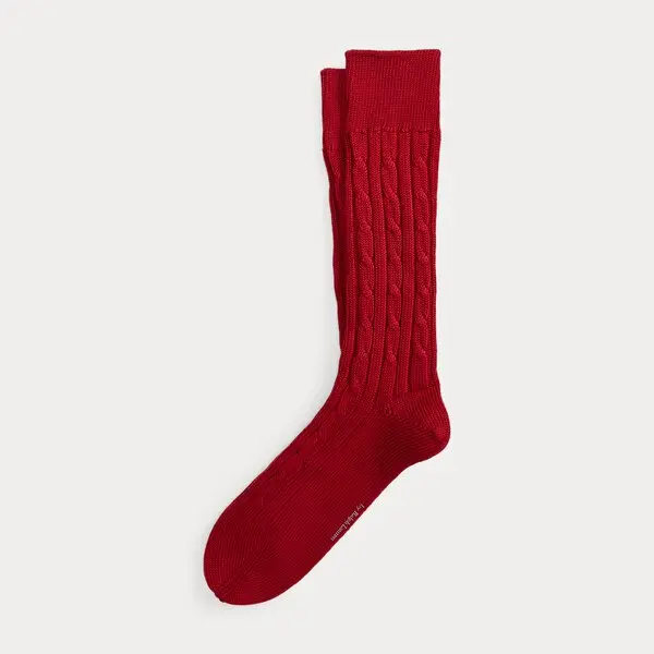 Ralph Lauren Cable-knit Cotton-blend Socks - Red
