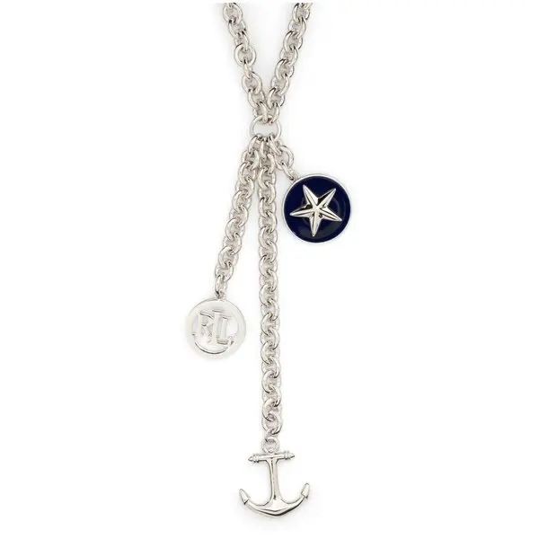 Ralph Lauren Sterling Silver Anchor Lariat Necklace