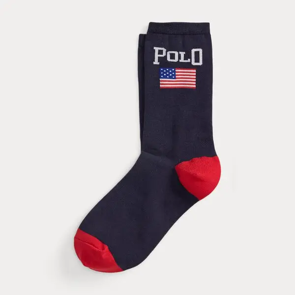 Ralph Lauren Flag Logo Crew Socks - Navy