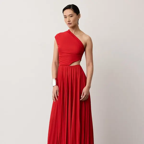 Ralph Lauren Holin Pleated Jersey Evening Dress - Bright Red