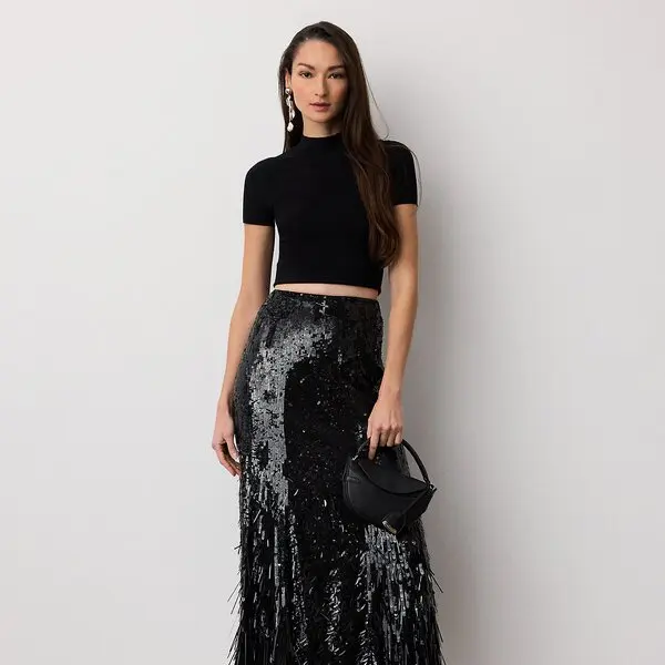 Ralph Lauren Milani Embellished Tulle Skirt - Black