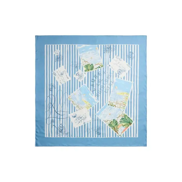 Ralph Lauren Striped Postcard-print Silk Square Scarf