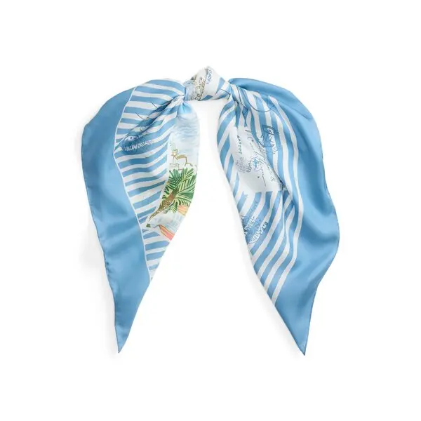 Ralph Lauren Striped Postcard-print Silk Square Scarf