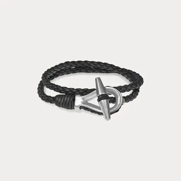 Ralph Lauren Calfskin & Brass Toggle Bracelet - Black/silver