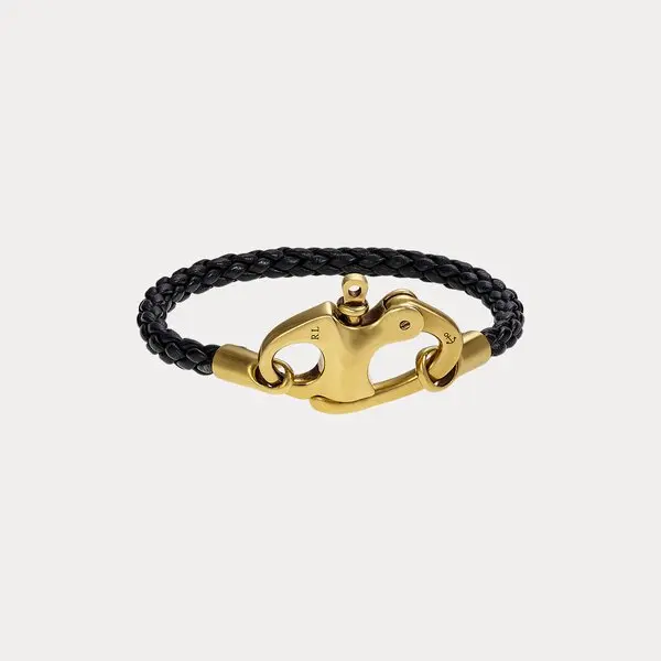 Ralph Lauren Calfskin And Brass Bracelet - Black/gold
