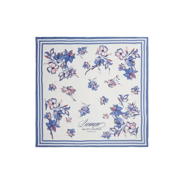 Ralph Lauren Logo Floral Silk Square Scarf