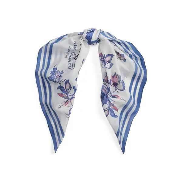 Ralph Lauren Logo Floral Silk Square Scarf