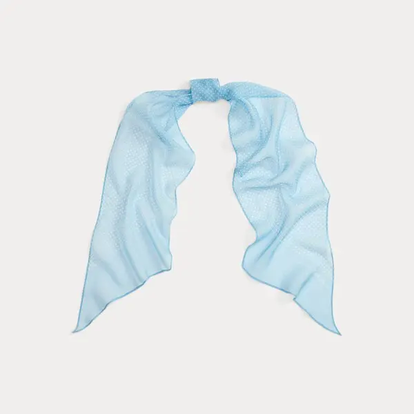 Ralph Lauren Polka-dot Silk Skinny Scarf - Blue Note