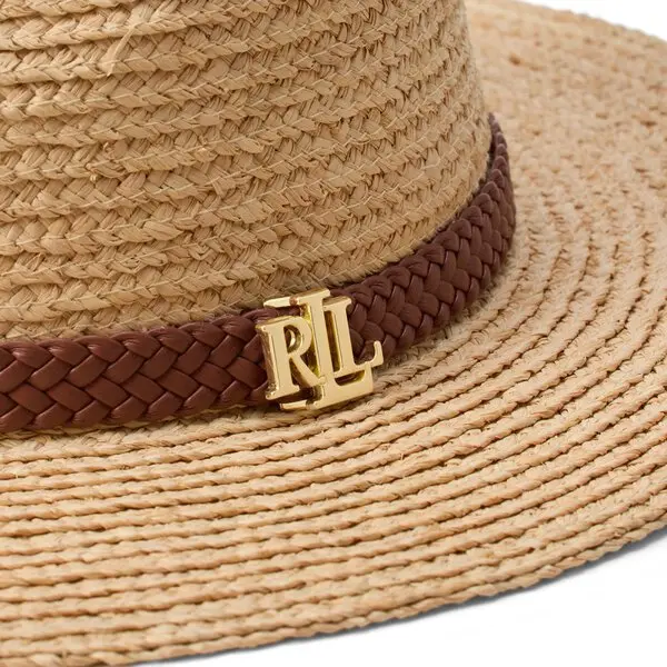 Ralph Lauren Raffia Fedora With Faux-leather Trim