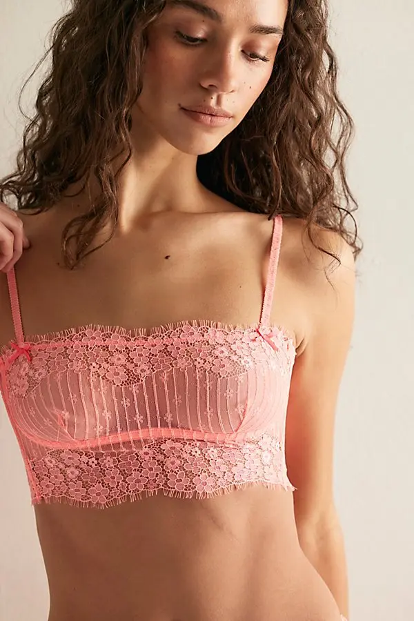 Free People Daisies For Days Longline Bra - Flamingo Pink Combo