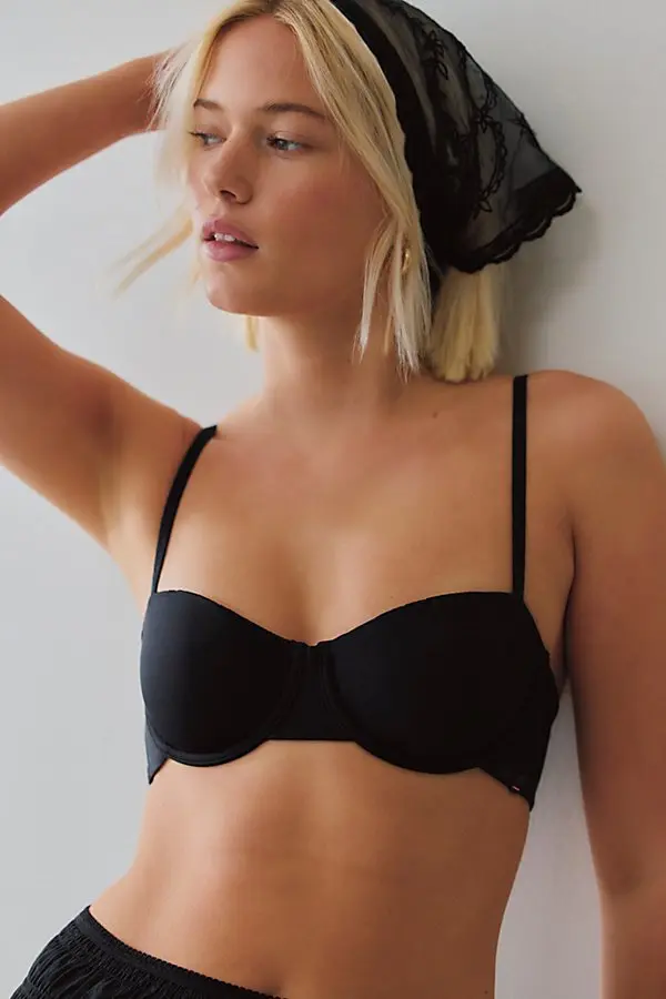 Free People Charlie Microfiber Balconette Underwire Bra - Black