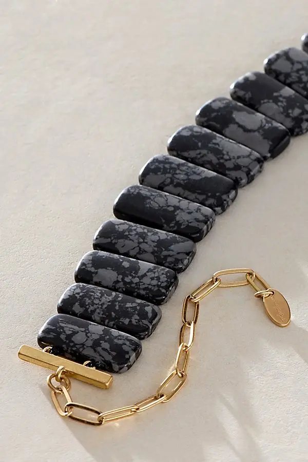 Free People Dunes Recon Stone Anklet - Onyx