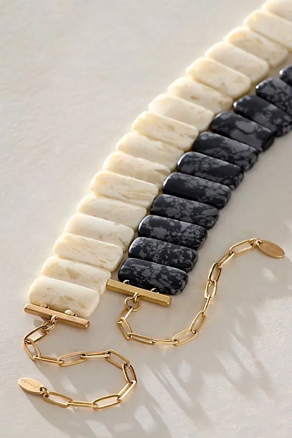 Free People Dunes Recon Stone Anklet - Onyx
