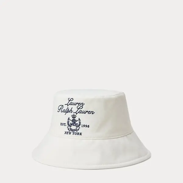 Ralph Lauren Embroidered-crest Cotton Bucket Hat - Bright White