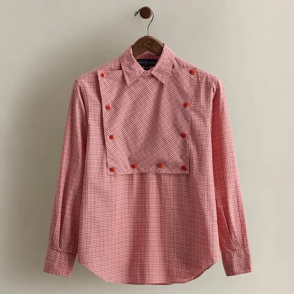 Ralph Lauren C. 1985 Gingham Cotton Blouse Size - Red