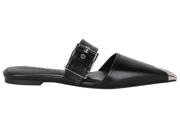 Alexander McQueen Punk Leather Flats - Black/silver