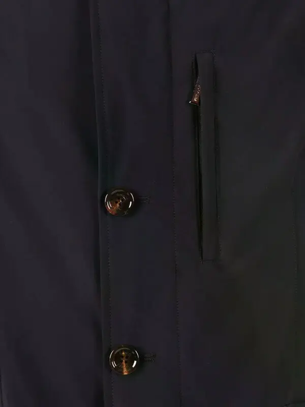 MOORER Hooded Buttoned Jacket - Blue
