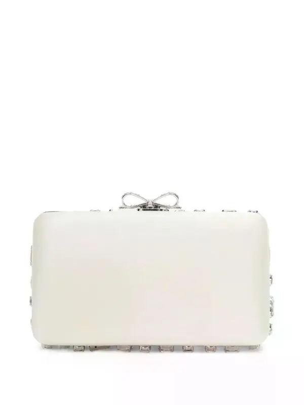SELF-PORTRAIT Satin Crystal-embellished Clutch - Neutrals