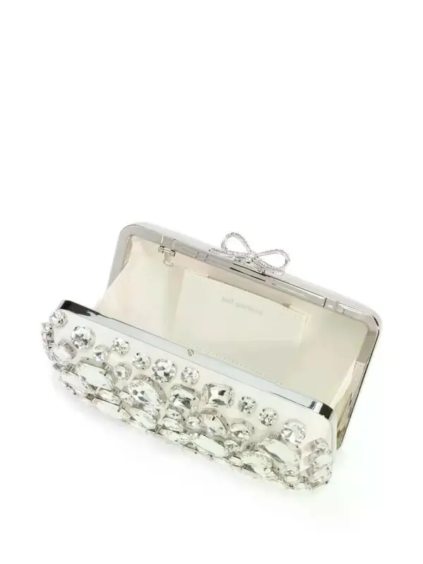 SELF-PORTRAIT Satin Crystal-embellished Clutch - Neutrals