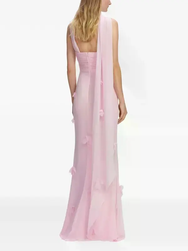 SELF-PORTRAIT Floral-appliqué Strapless Maxi Dress