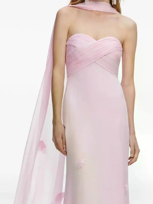 SELF-PORTRAIT Floral-appliqué Strapless Maxi Dress