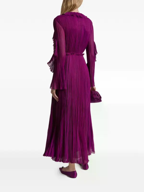 Alberta Ferretti Ruffled Pleated Midi Dress