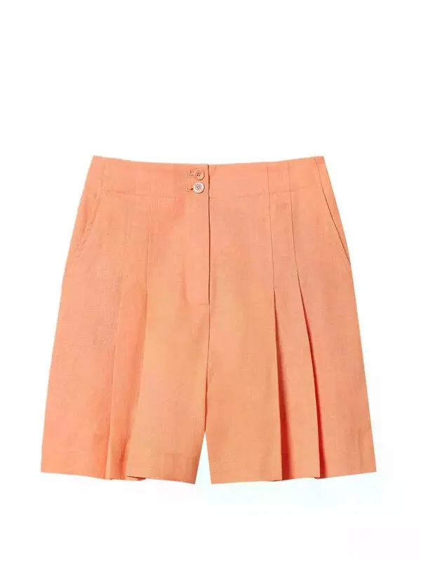 TWINSET Pleated Button Shorts - Orange