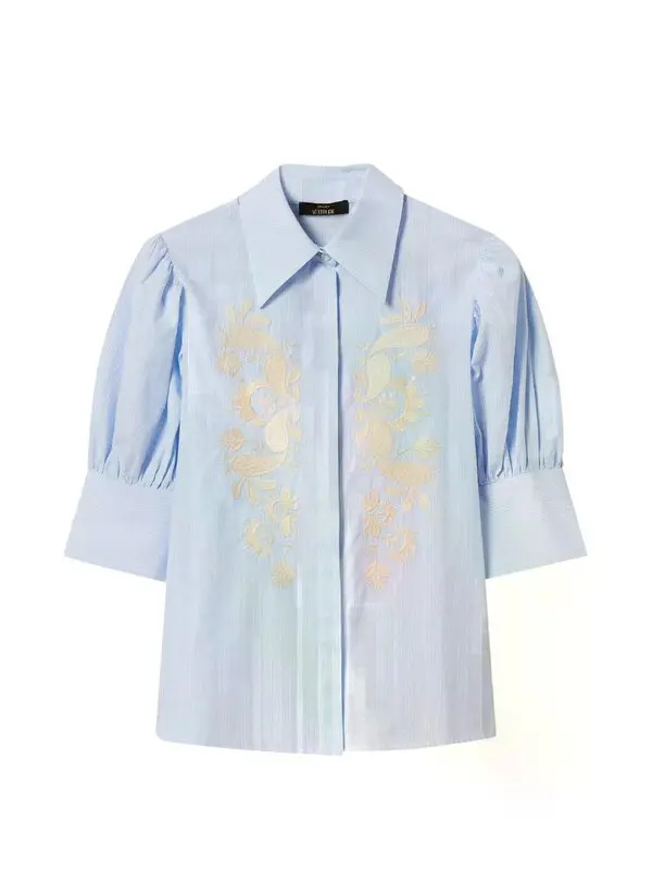 TWINSET Pinstripe Embroidered Shirt - Blue