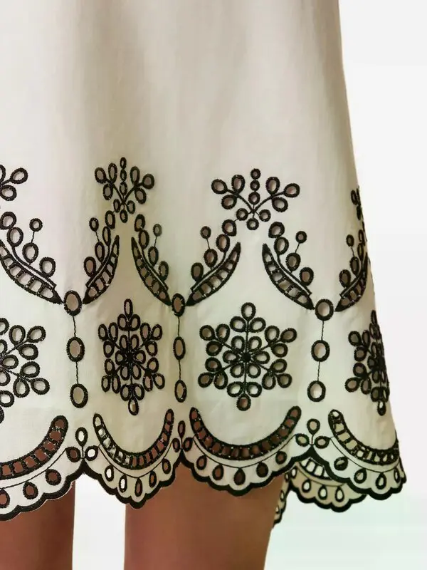 TWINSET Embroidered V-neck Sleeveless Dress