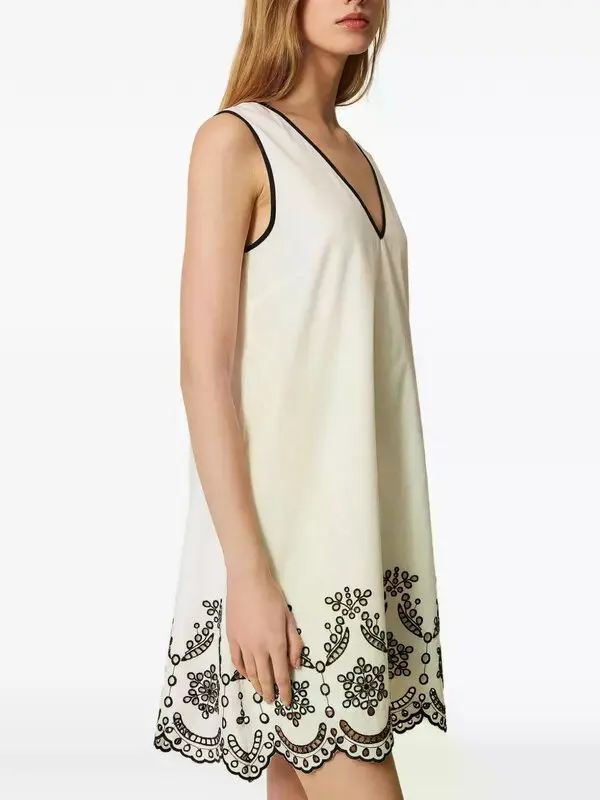 TWINSET Embroidered V-neck Sleeveless Dress