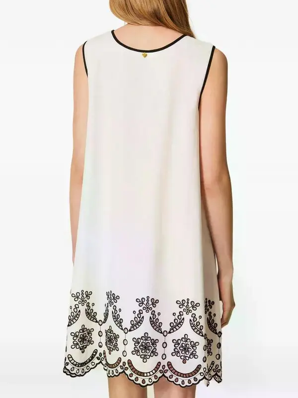 TWINSET Embroidered V-neck Sleeveless Dress