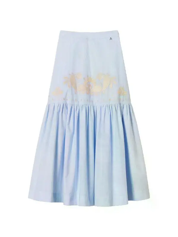 TWINSET Embroidered Pinstripe Skirt - Blue