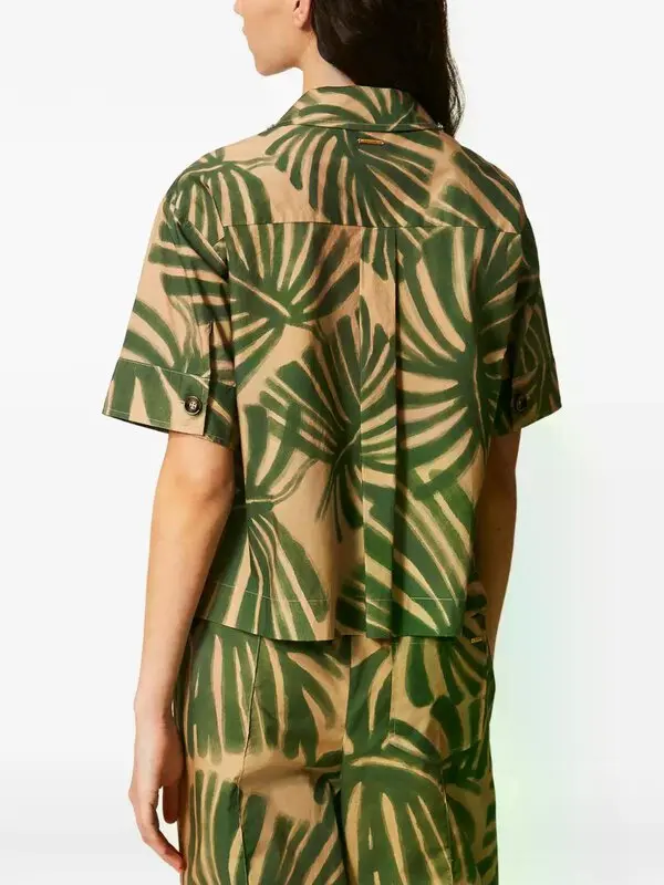 TWINSET Poplin Shirt With Jungle Print And Embroidery - Neutrals