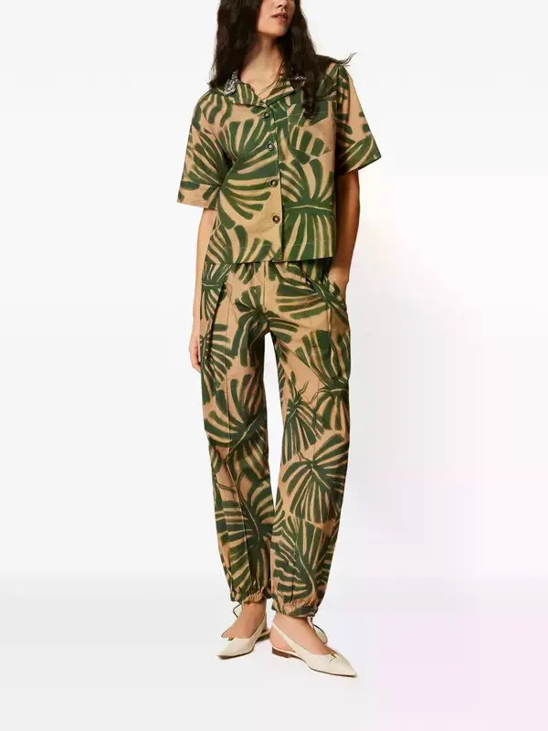 TWINSET Printed Cotton Poplin Jungle Print Joggers
