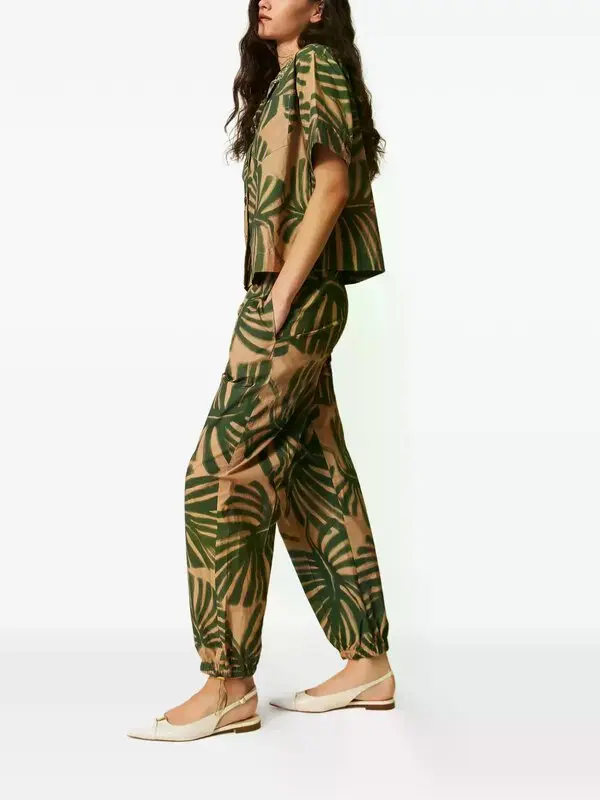 TWINSET Printed Cotton Poplin Jungle Print Joggers