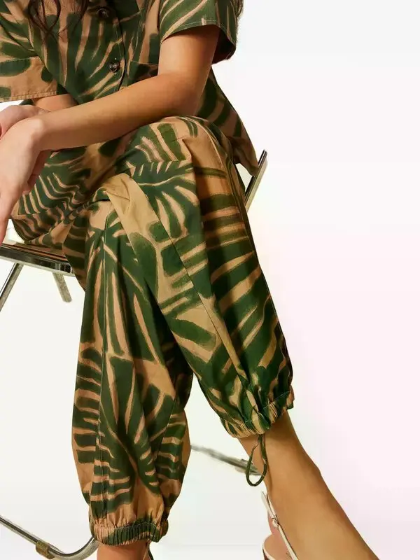 TWINSET Printed Cotton Poplin Jungle Print Joggers