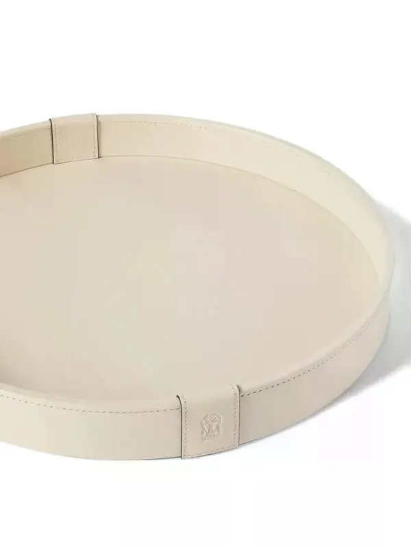 Brunello Cucinelli Large Wooden Tray With Leather Cover