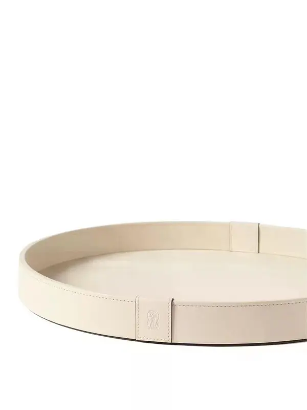 Brunello Cucinelli Wooden Large Tray With Leather Cover - Neutrals