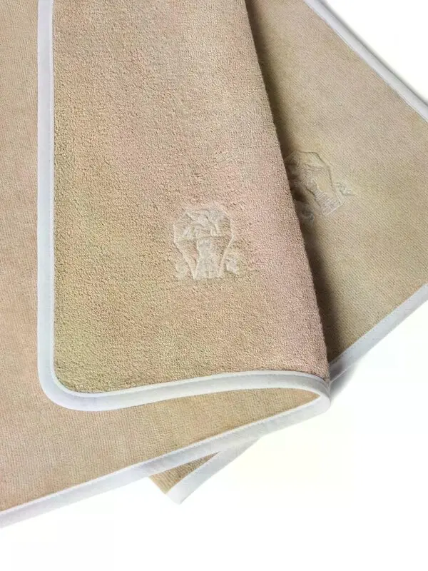 Brunello Cucinelli 2-piece Cotton Terrycloth Bath Towel Set With Embroidery - Neutrals