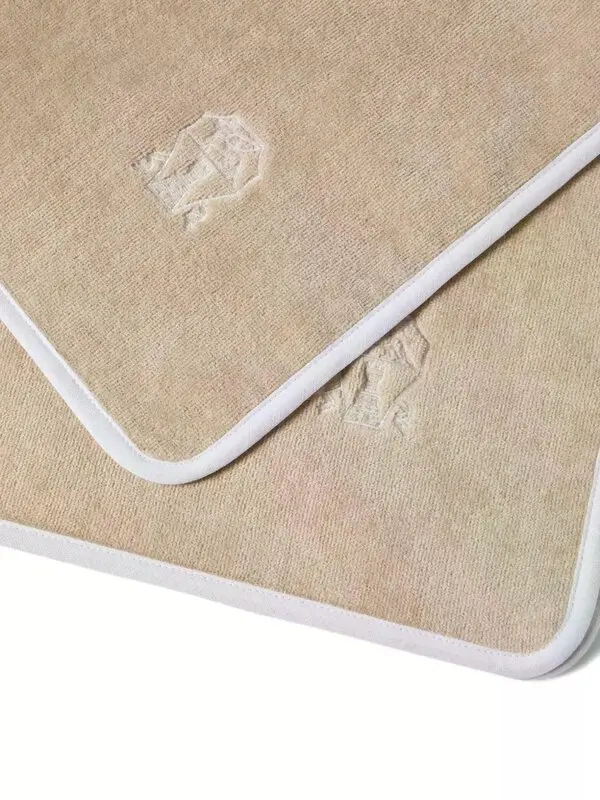 Brunello Cucinelli 2-piece Cotton Terrycloth Bath Towel Set With Embroidery - Neutrals